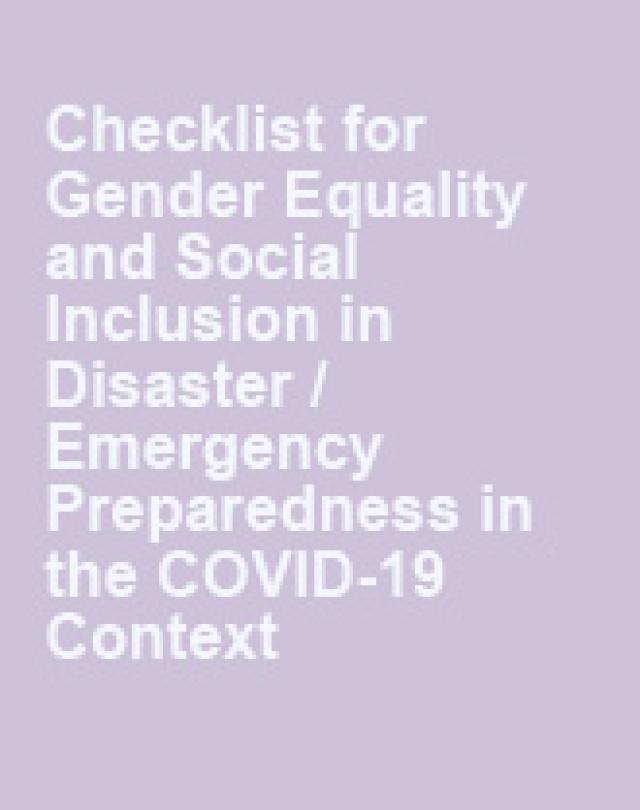 Checklist For Gesi In Disaster Emergency Preparedness United Nations
